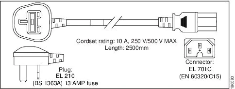 Cisco CAB-9K10A-UK|电源线|CAB-9K10A-UK|思科交换机电源线|Power Cord, 250VAC 10A ...